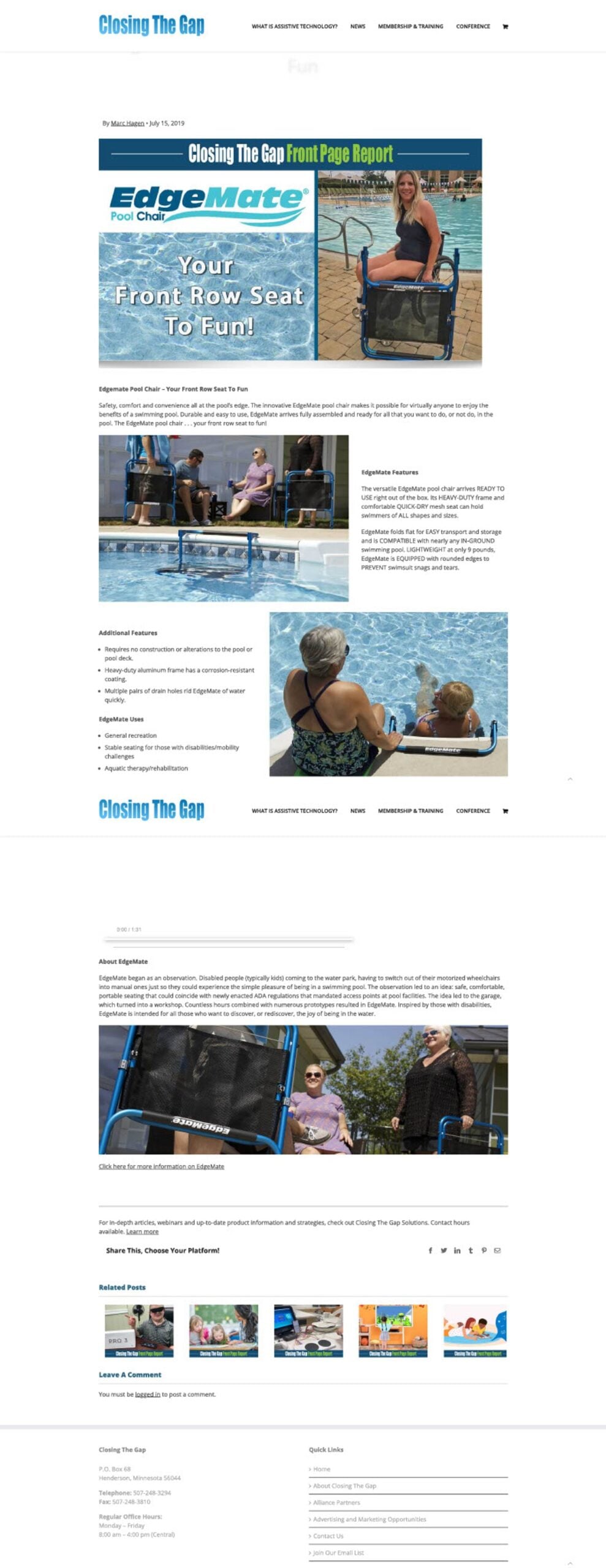 Closing The Gap - EdgeMate Pool Chair